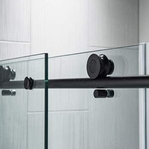 WOODBRIDGE Frameless Sliding Shower, 56"-60" Width, 76" Height, 3/8" (10 mm) Clear Tempered Glass, Black Finish, Designed for Smooth Door Closing. MBSDC6076-MBL, 60"x 76" Matte Black