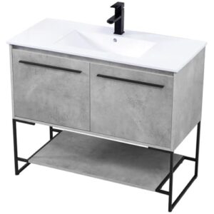 elegant decor gerard 40" single porcelain top bathroom vanity in concrete gray