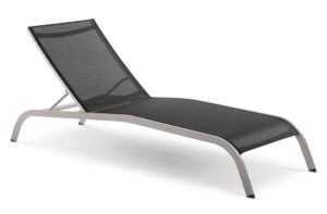 modway savannah outdoor patio mesh chaise lounge chair in black