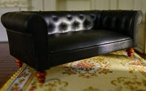 artleer 1/12 furniture long sofa office sofa leather black handmade exquisite deluxe sf148