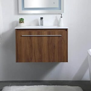 Elegant Kitchen and Bath 30 inch Single Bathroom Floating Vanity - Walnut Brown