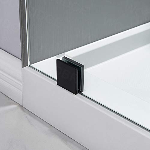 WOODBRIDGE Frameless Sliding Shower, 56"-60" Width, 76" Height, 3/8" (10 mm) Clear Tempered Glass, Black Finish, Designed for Smooth Door Closing. MBSDC6076-MBL, 60"x 76" Matte Black