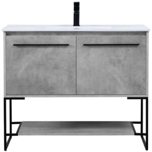 Elegant Decor Gerard 40" Single Porcelain Top Bathroom Vanity in Concrete Gray