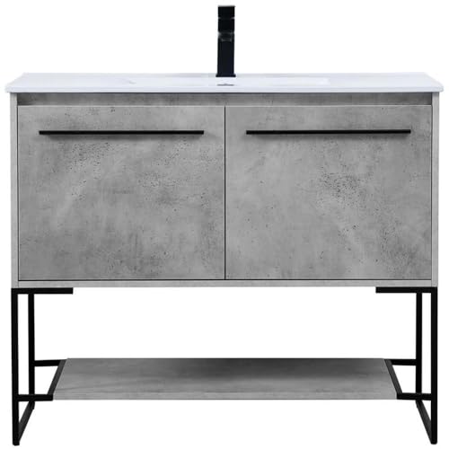 Elegant Decor Gerard 40" Single Porcelain Top Bathroom Vanity in Concrete Gray