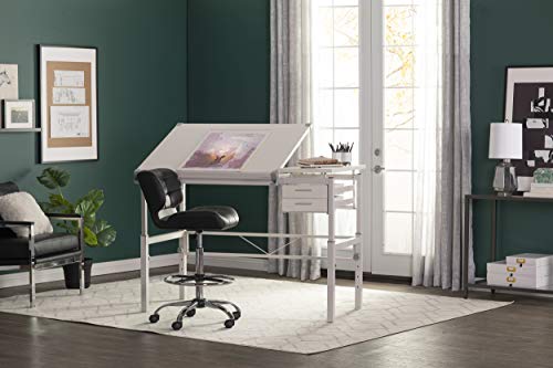 Studio Designs Graphix II Pro Line Split Top Height Adjustable Drafting, Drawing Table with 39.5" x 30" Tilting Top,White