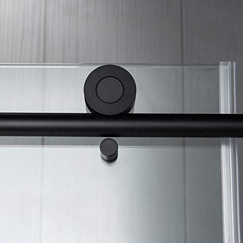 WOODBRIDGE Frameless Sliding Shower, 56"-60" Width, 76" Height, 3/8" (10 mm) Clear Tempered Glass, Black Finish, Designed for Smooth Door Closing. MBSDC6076-MBL, 60"x 76" Matte Black