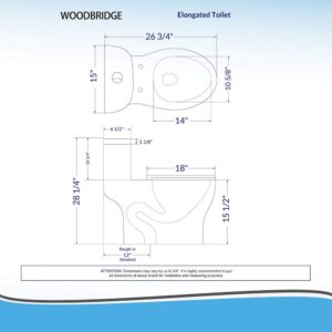 WOODBRIDGE B0933-2/T-0033L T-0033 Dual Flush Elongated One Piece Toilet with Soft Closing Seat, WHITE