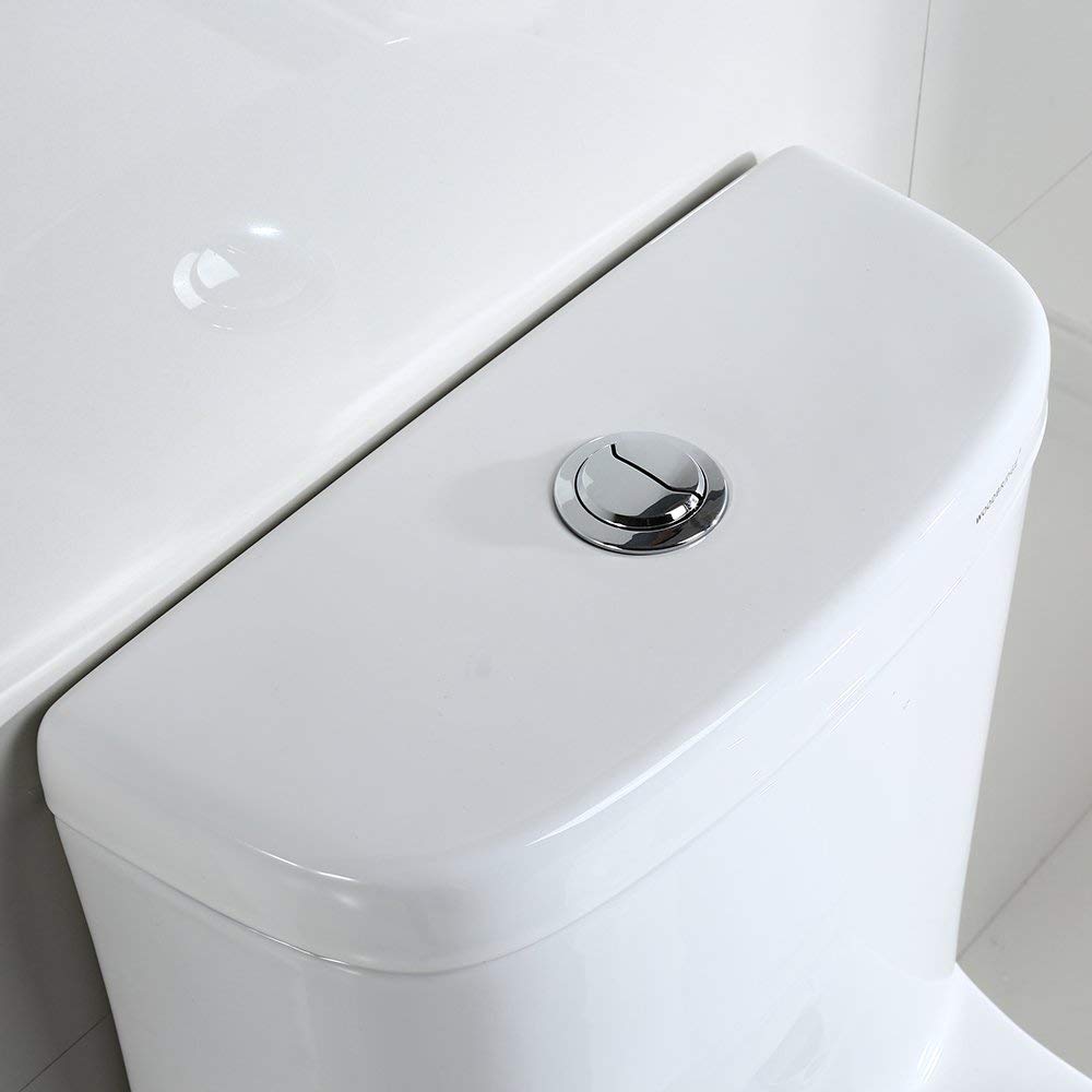 WOODBRIDGE B0933-2/T-0033L T-0033 Dual Flush Elongated One Piece Toilet with Soft Closing Seat, WHITE