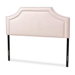 baxton studio avignon modern and contemporary light pink velvet fabric upholstered queen size headboard