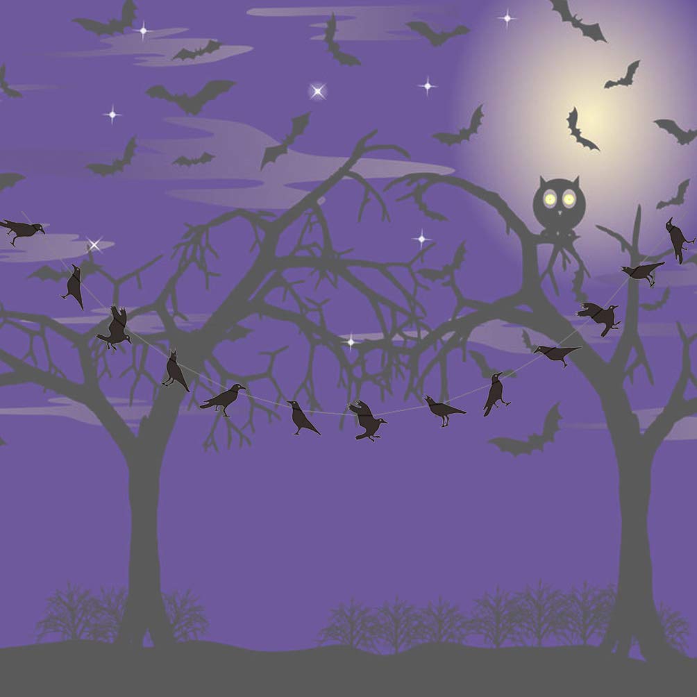 2 Pcs Halloween Crows Banners Hanging Paper Garlands For Theme Party Favors Yard Haunted House Decoration