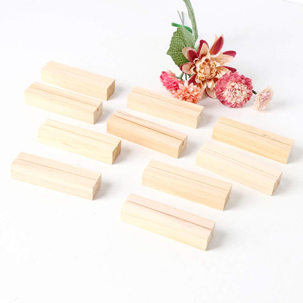 Holibanna 10Pcs Wood Place Card Holders Display Stands Table Number Photo Sign Stand for Retail Shop Cafe Wedding Dinner Party Decoration