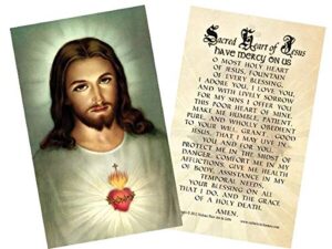 traditional sacred heart of jesus holy card paper pack of 50