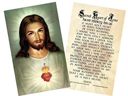 Traditional Sacred Heart of Jesus Holy Card Paper Pack of 50