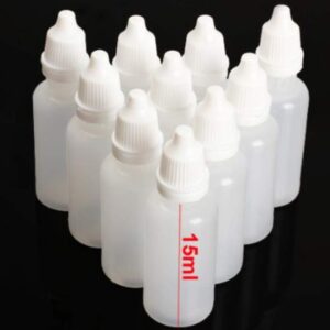 XINGZI 50PCS 15ml/0.5oz Empty Refillable Clear Plastic Dropping Bottles Portable Squeezable Dropper Container with Plugs and Screw Caps for Cosmetic Essential Oil