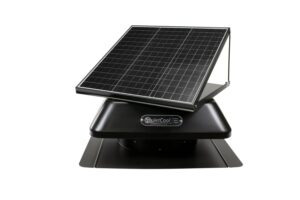 quietcool afr slr-40 roof mount solar attic fan - 40 watt adjustable panel - included ac/dc inverter for 24/7 runtime - thermostat controlled