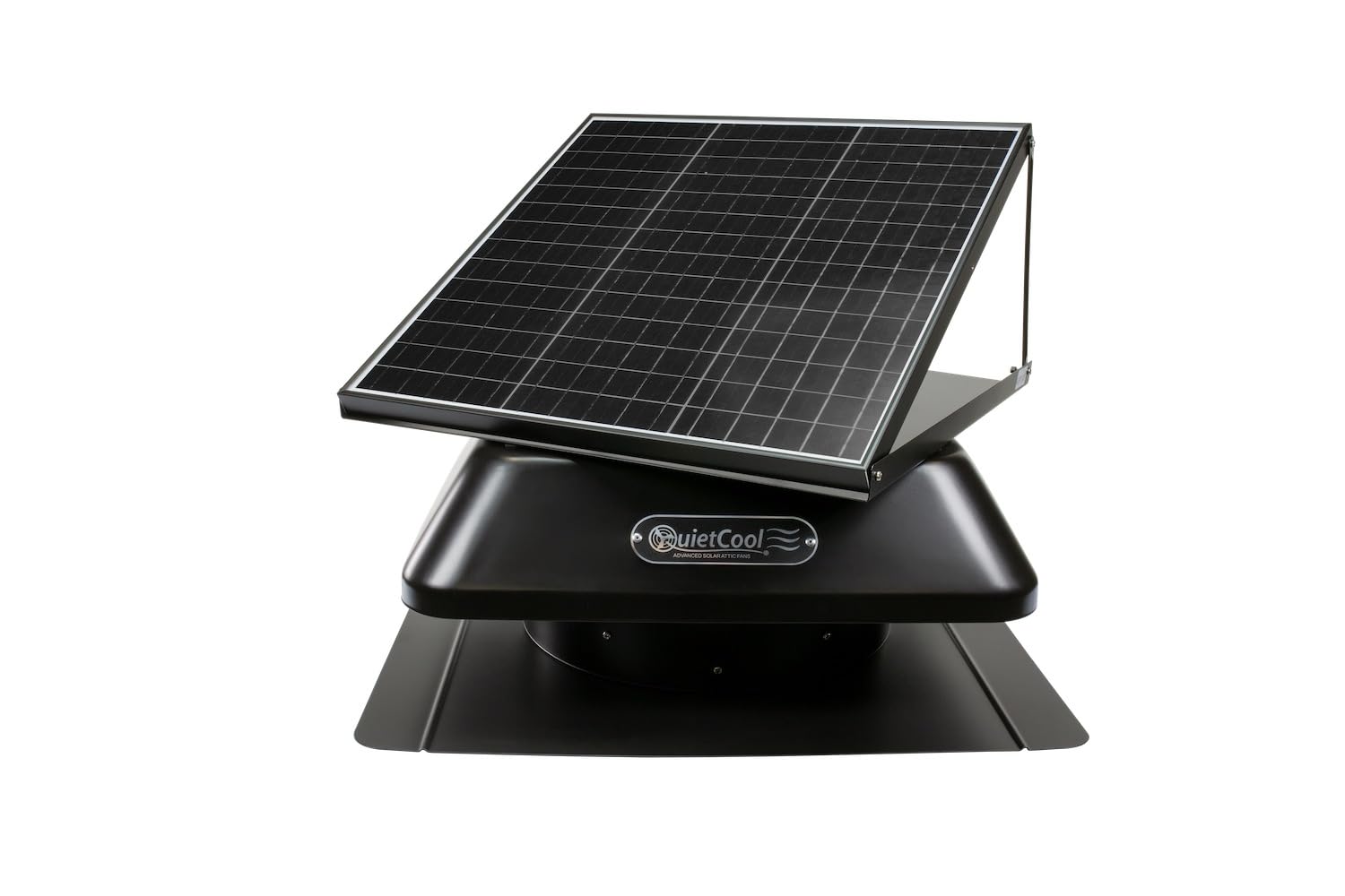 QuietCool AFR SLR-40 Roof Mount Solar Attic Fan - 40 Watt Adjustable Panel - Included AC/DC Inverter for 24/7 Runtime - Thermostat Controlled