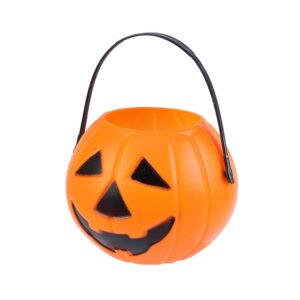 Toyvian 20Pcs Mini Round Pumpkin Bucket Halloween Plastic Pumpkin Candy Pail for Kids Trick or Treat (Random Style Eye Shape), 2.76 x 2.76 x 2.36 inches