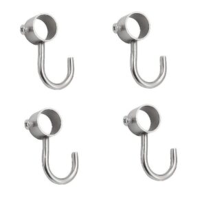 fytrondy stainless steel adjustable j typed hooks, tube rod hooks, bathroom wardrobe pipe hanger (1 inch, 4 pack)