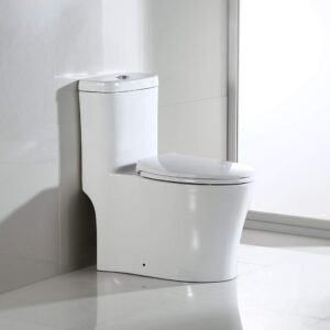 woodbridge b0933-2/t-0033l t-0033 dual flush elongated one piece toilet with soft closing seat, white