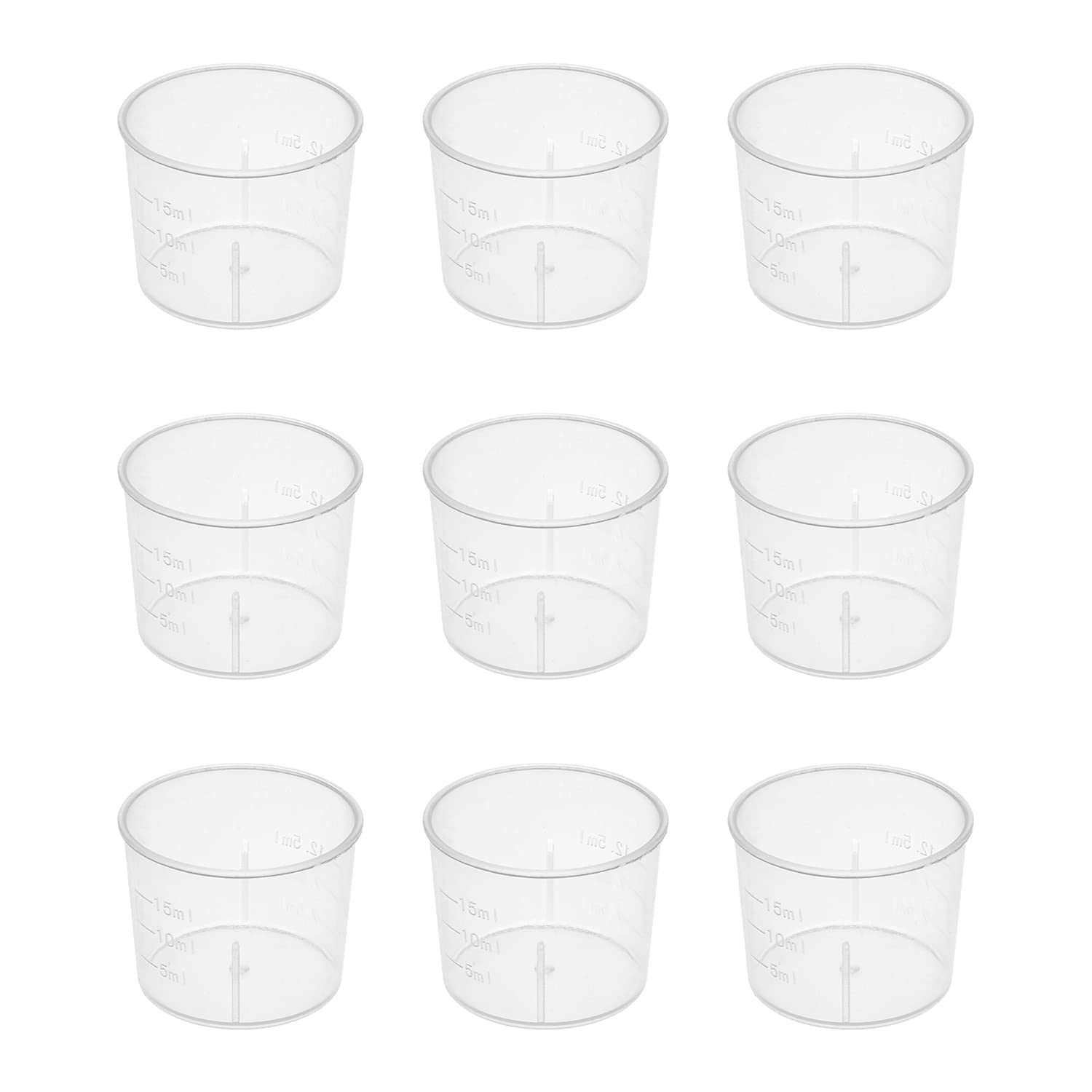 Othmro Measuring Cup 15ml PP Plastic Graduated Beaker Transparent for Lab Kitchen Liquids 50pcs