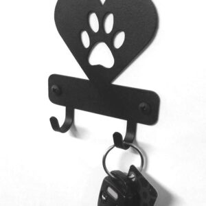 The Metal Peddler Miniature Dog Paw in Heart - Key Rack Holder (3.5 inches) - Made in USA