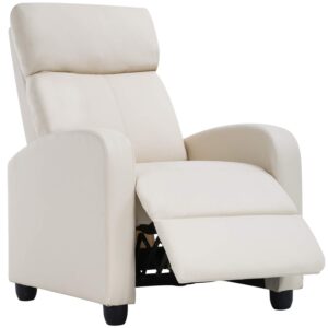 fdw recliner chair for living room recliner sofa reading chair winback single sofa home theater seating modern reclining chair easy lounge with pu leather padded seat backrest （beige）