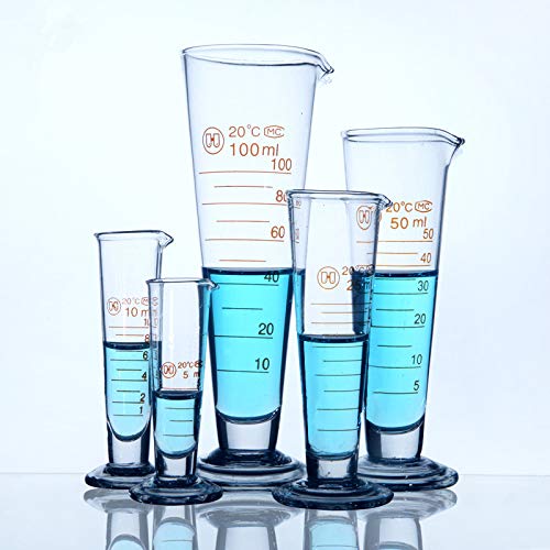 Professional Lab Graduated Measuring Cup Glass Conical Beaker with Spout 5ml Lab Measuring Glass Boro 3.3 Heat Resistant Thicken Glassware (5ml)