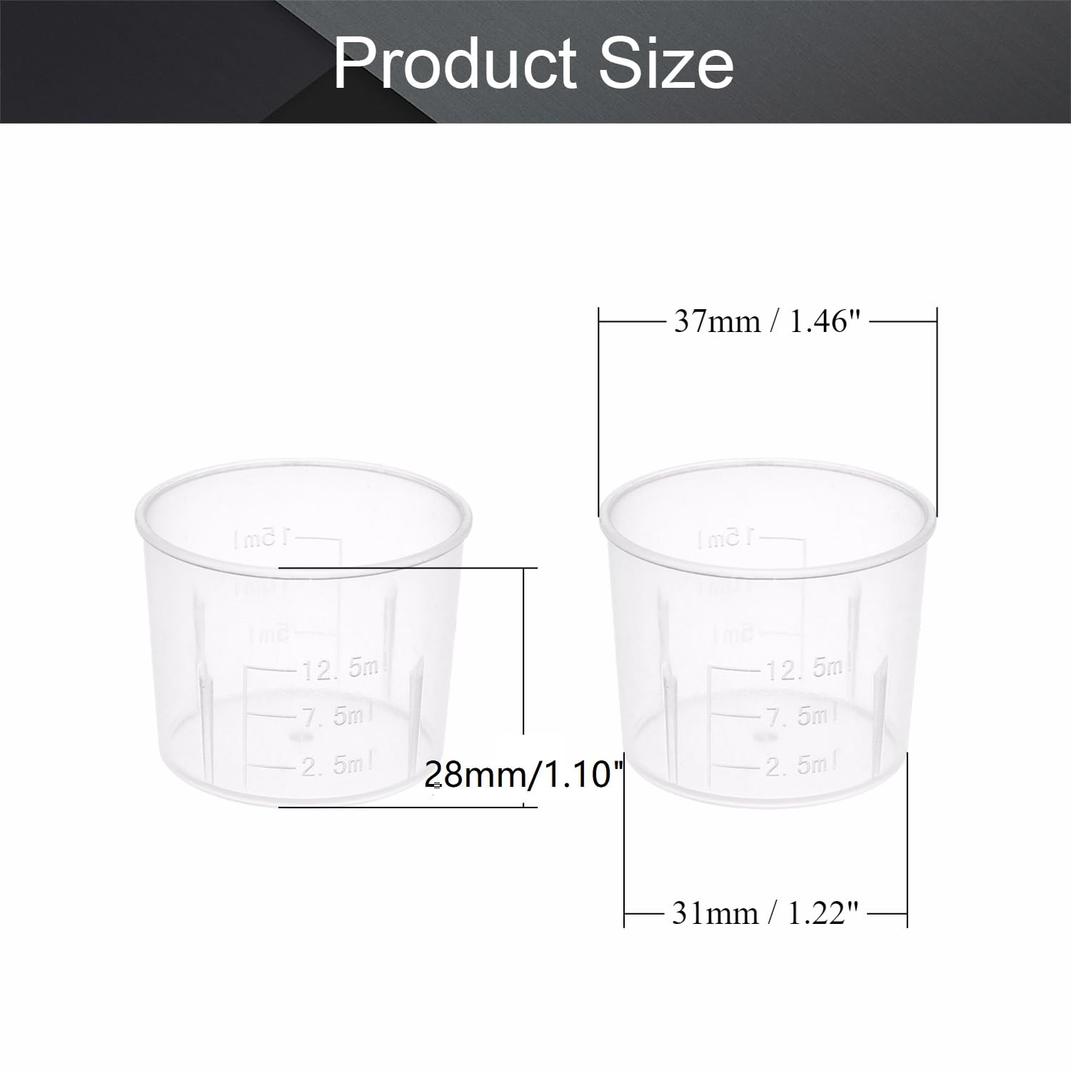 Othmro Measuring Cup 15ml PP Plastic Graduated Beaker Transparent for Lab Kitchen Liquids 50pcs