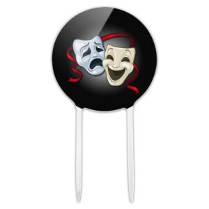 acrylic drama comedy tragedy masks theater cake topper party decoration for wedding anniversary birthday graduation