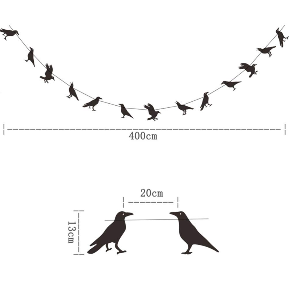 2 Pcs Halloween Crows Banners Hanging Paper Garlands For Theme Party Favors Yard Haunted House Decoration