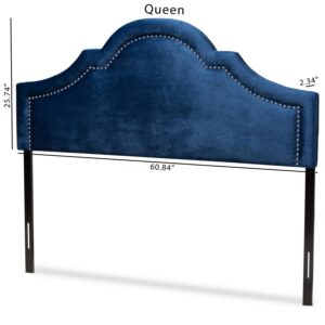 Baxton Studio Rita Modern and Contemporary Navy Blue Velvet Fabric Upholstered Queen Size Headboard