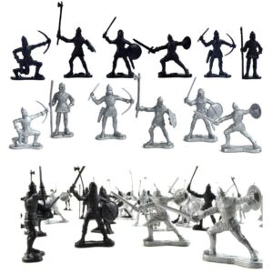 odowalker 60 pieces ancient soldier figures toy middle ages army infantry archer warriors sword and shield swordman archaic soldiers medieval soldiers model military figures toy sliver black