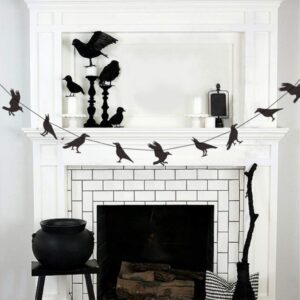 2 Pcs Halloween Crows Banners Hanging Paper Garlands For Theme Party Favors Yard Haunted House Decoration