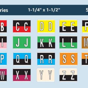 Doctor Stuff - File Folder Labels, Alphabet Letter A, Kardex PSF-139 Alpha - KXAM Series Compatible Alpha Stickers, Red, 1-1/4" x 1-1/2", 500/Roll