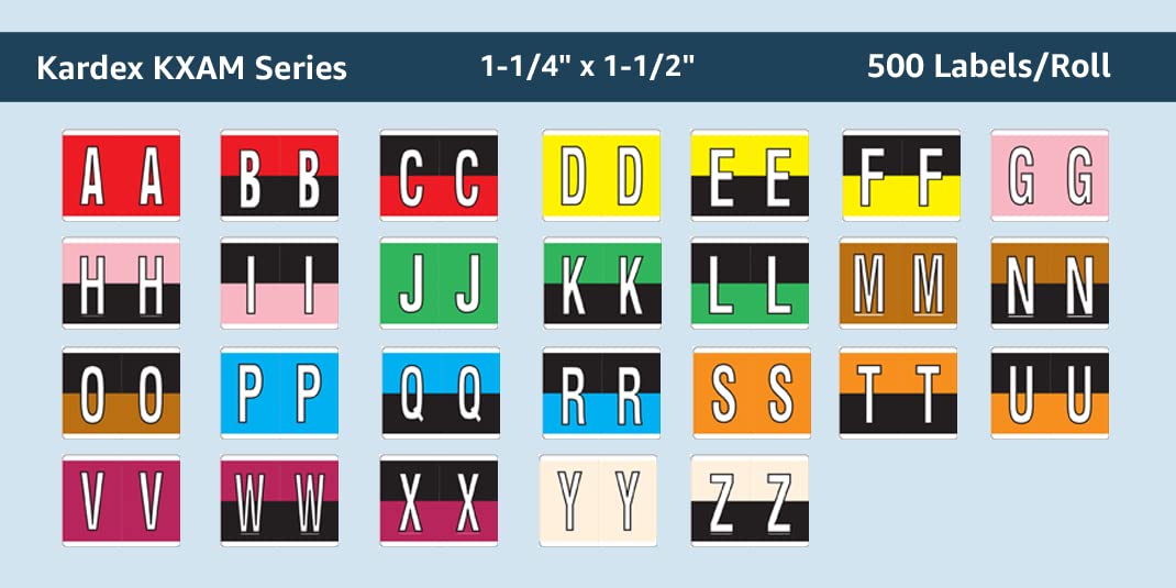 Doctor Stuff - File Folder Labels, Alphabet Letter A, Kardex PSF-139 Alpha - KXAM Series Compatible Alpha Stickers, Red, 1-1/4" x 1-1/2", 500/Roll