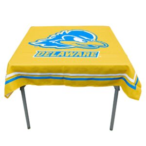 college flags & banners co. delaware blue hens logo tablecloth or table overlay