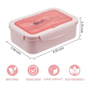 LOVINA Bento Boxes for Adults - 1100 ML Bento Lunch Box For Kids Childrens With Spoon & Fork - Durable for On-the-Go Meal, BPA-Free and Food-Safe Materials