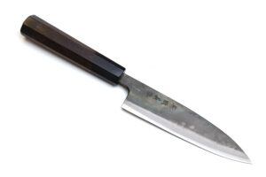 yoshihiro mizu yaki blue high carbon steel #1 kurouchi petty japanese utility knife shitan handle (6'' (150mm) & no saya)