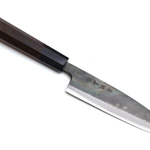 Yoshihiro Mizu Yaki Blue High Carbon Steel #1 Kurouchi Petty Japanese Utility Knife Shitan Handle (6'' (150mm) & No Saya)