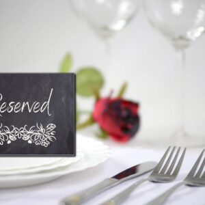 15 Reserved Signs for Tables Wedding Reception | Reserved Table Cards | Table Setting Cards |Vintage Chalk Design | 4 x 6 Double Sided Print | Party Events