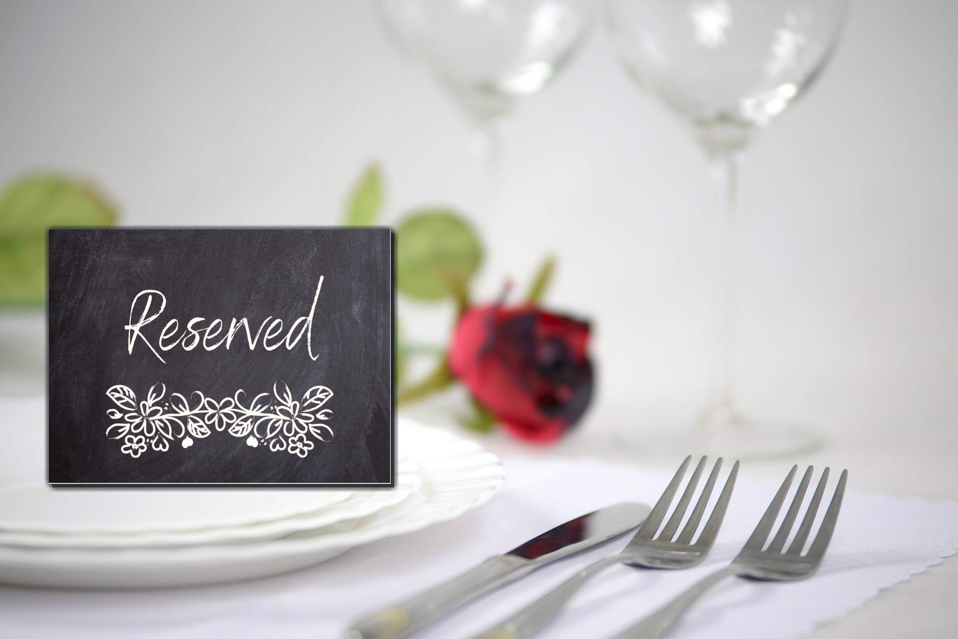 15 Reserved Signs for Tables Wedding Reception | Reserved Table Cards | Table Setting Cards |Vintage Chalk Design | 4 x 6 Double Sided Print | Party Events