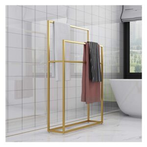 wing metal free standing towel rack, large towel holder stand for bathroom, kitchen, washroom, heavy duty, sturdy and rust-resistant,gold,85×20×110cm(l×w×h)