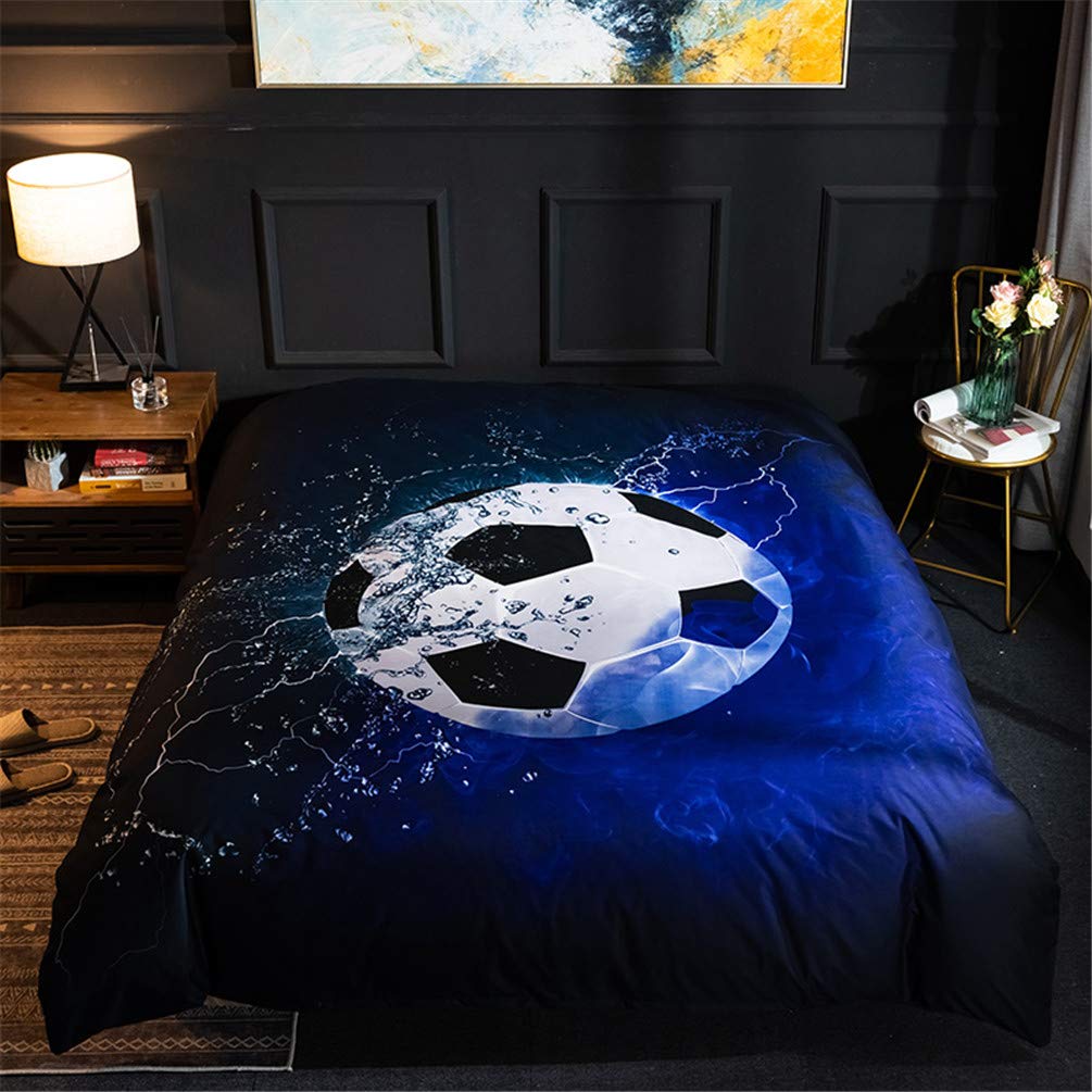 MOZEO 3D Soccer Bedding Duvet Cover Set 2 Piece (1 Duvet Cover+1 Pillowcase) for Teen Boys Sports Microfiber Bedding Quilt (Twin Soccer)