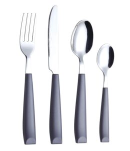 exzact cutlery set coloured 16pcs - stainless steel with plastic wide handles – comfortable to hold - 4 x forks, 4 x dinner knives, 4 x dinner spoons, 4 x teaspoons – service for 4