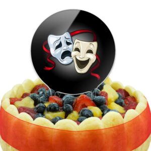 Acrylic Drama Comedy Tragedy Masks Theater Cake Topper Party Decoration for Wedding Anniversary Birthday Graduation