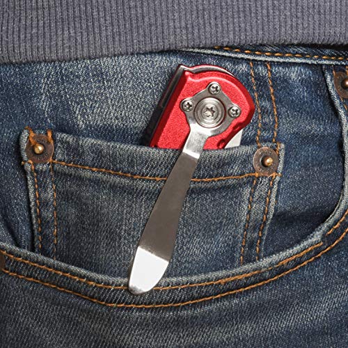 PrvnPro Folding Utility Knife with Belt Latch, Red