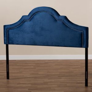 Baxton Studio Rita Modern and Contemporary Navy Blue Velvet Fabric Upholstered Queen Size Headboard