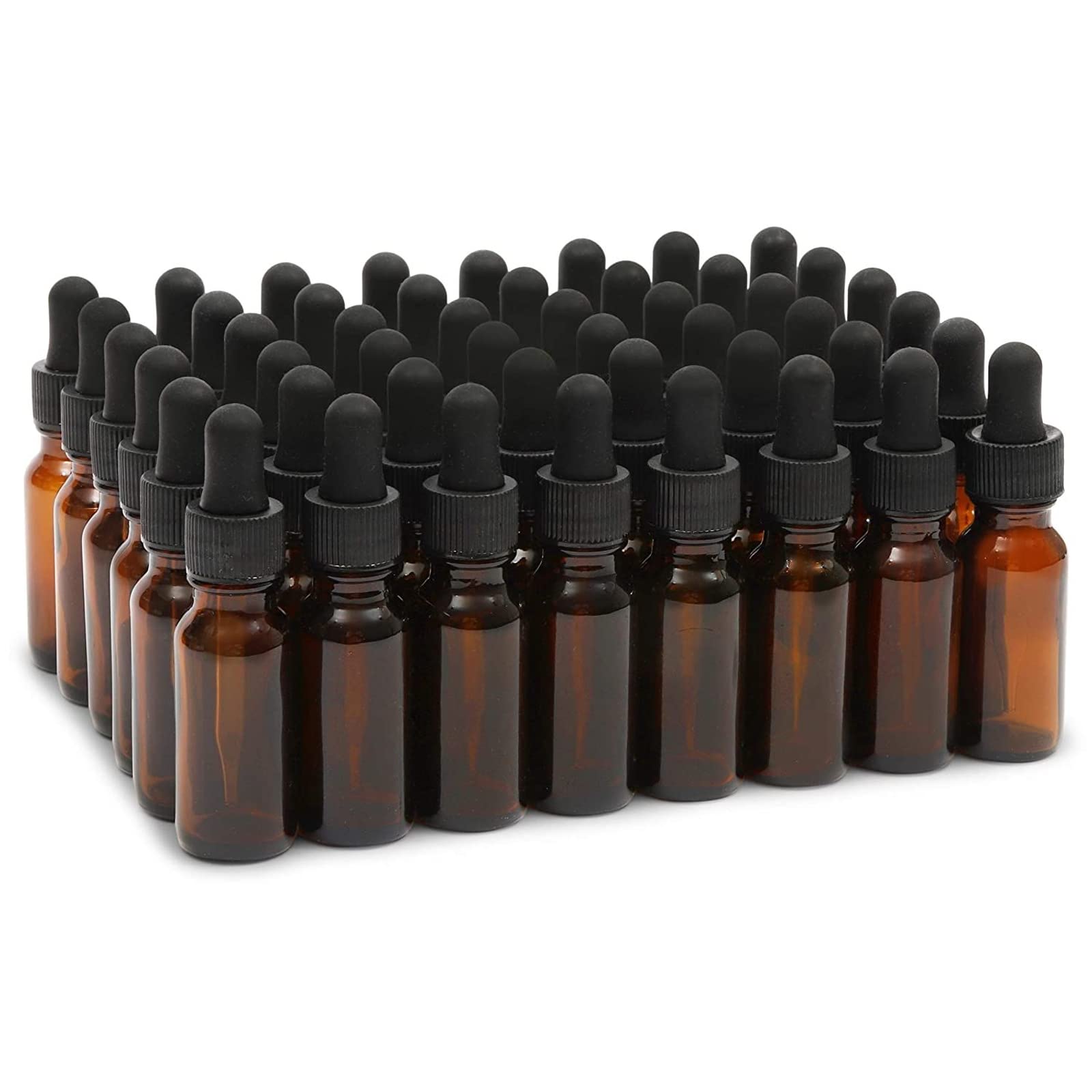 Juvale 48 Count 1 oz Amber Glass Dropper Bottles and 6 Funnels for Essential Oils and Perfumes (30 ml, 54 Pieces)