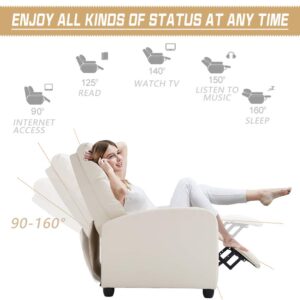 FDW Recliner Chair for Living Room Recliner Sofa Reading Chair Winback Single Sofa Home Theater Seating Modern Reclining Chair Easy Lounge with PU Leather Padded Seat Backrest （Beige）