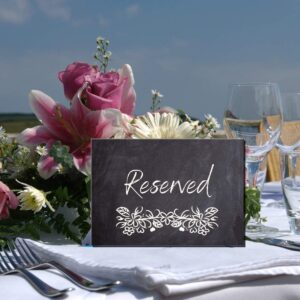 15 Reserved Signs for Tables Wedding Reception | Reserved Table Cards | Table Setting Cards |Vintage Chalk Design | 4 x 6 Double Sided Print | Party Events